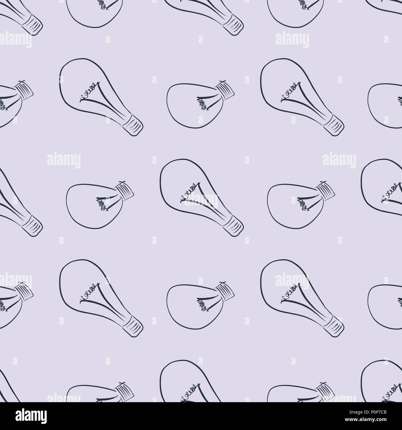 Seamless hand drawn light bulb illustrations background, good for ...