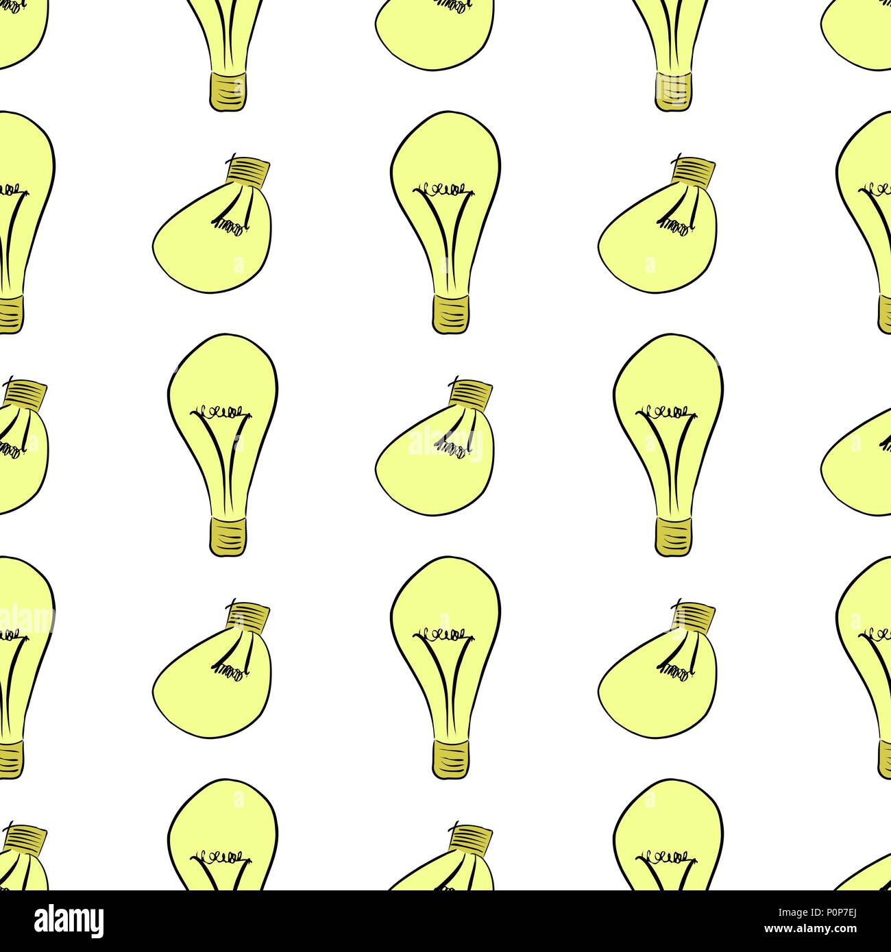 Seamless abstract light bulb illustrations background. Cartoon style ...