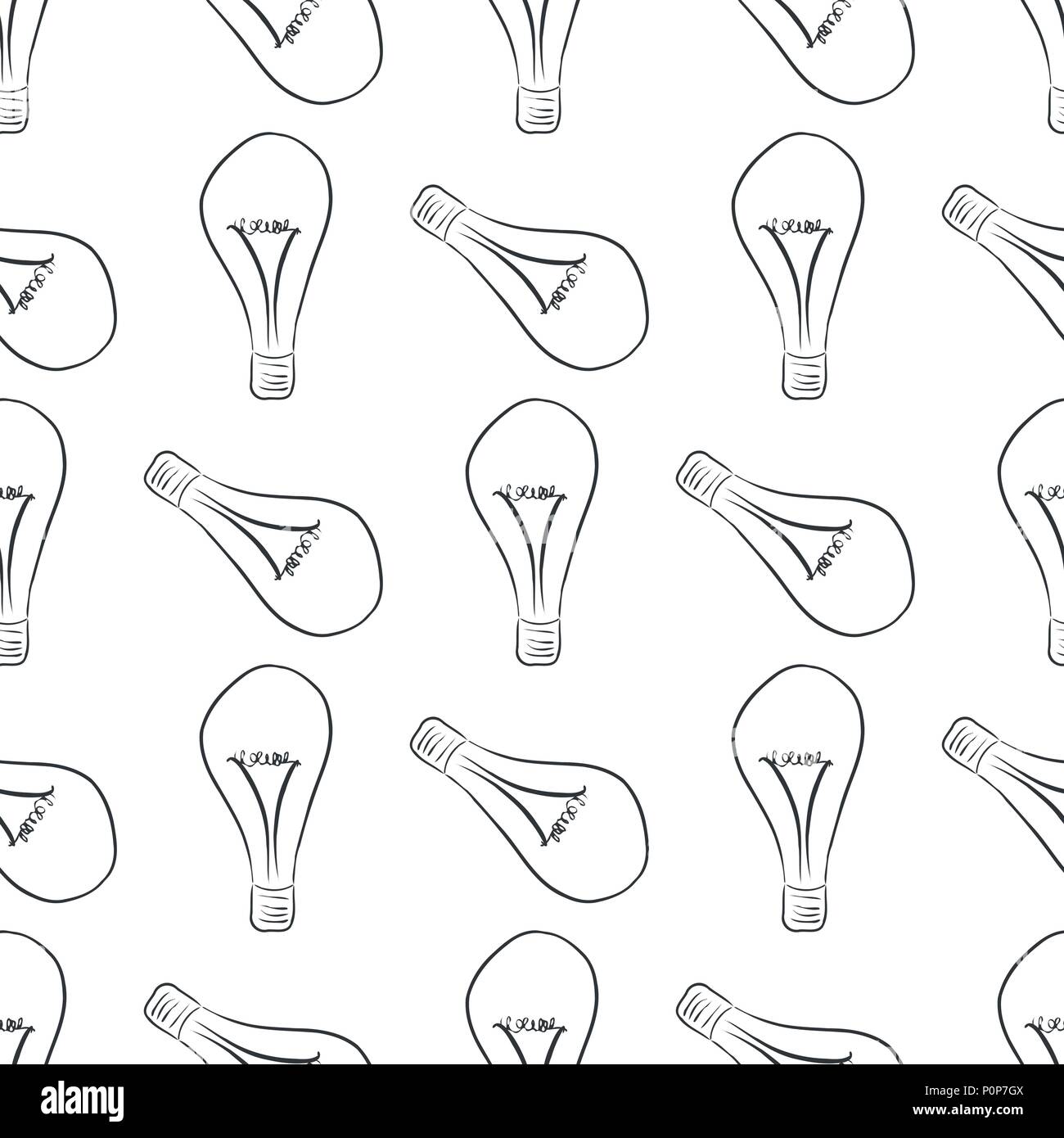 Seamless decorative hand drawn light bulb illustrations. Good for ...
