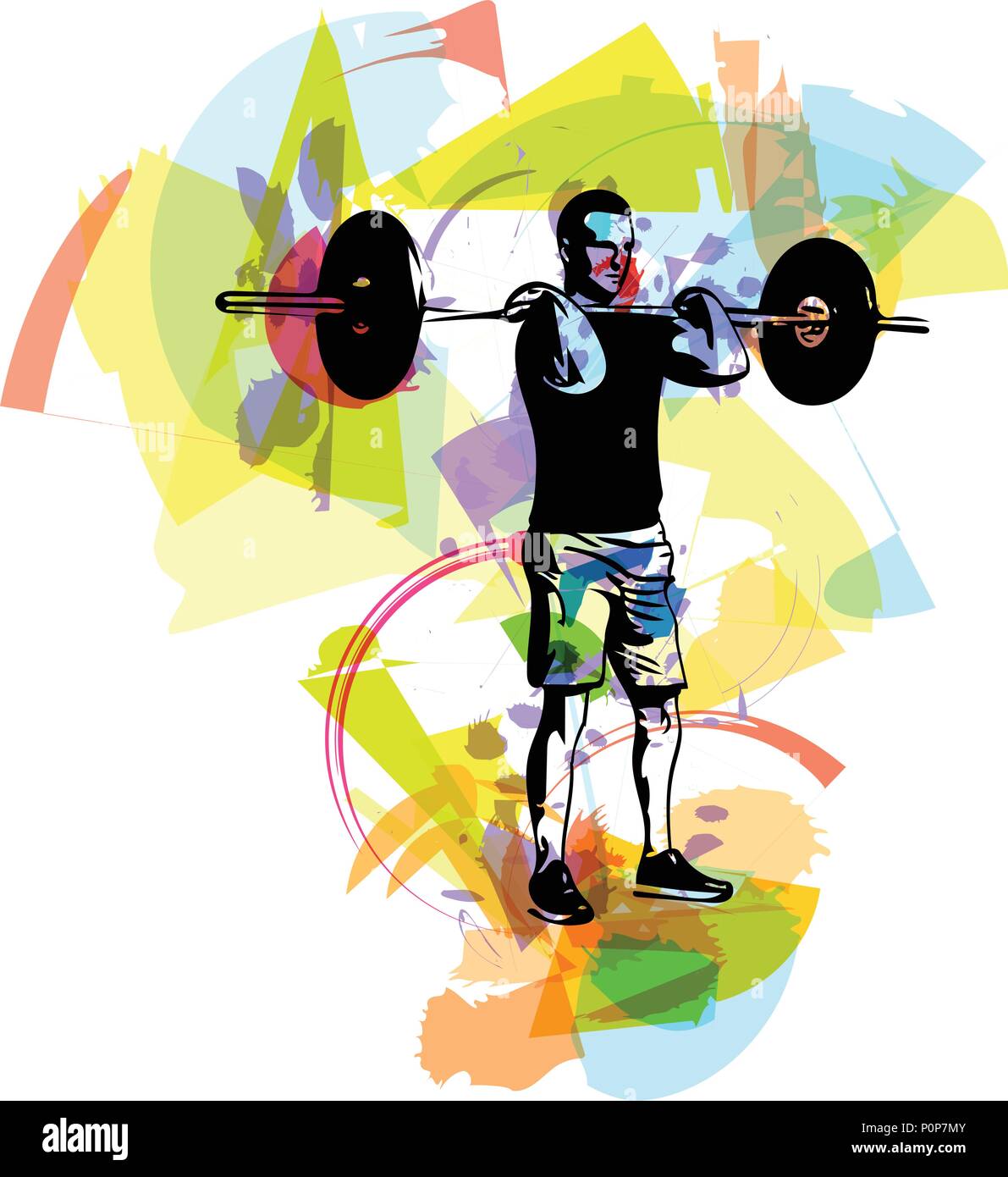 weightlift workout at the gym with barbell vector illustration Stock ...
