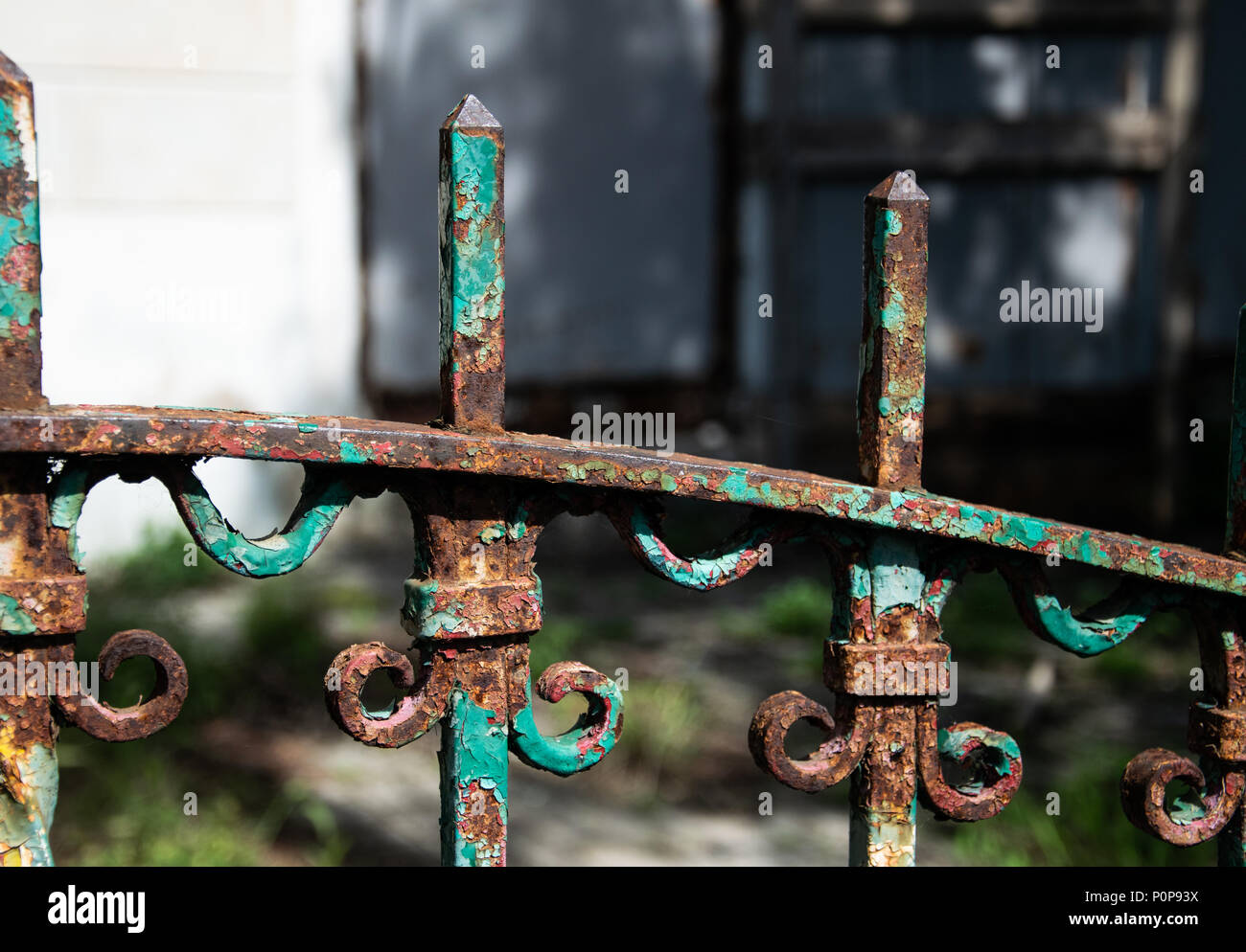 Rusty section of decorative fencing Stock Photo - Alamy