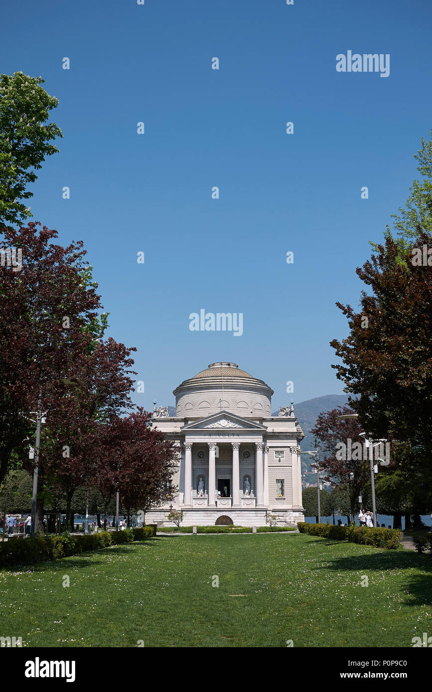 Como, Italy - April 22, 2018: View of Alessandro Volta temple (Tempio ...