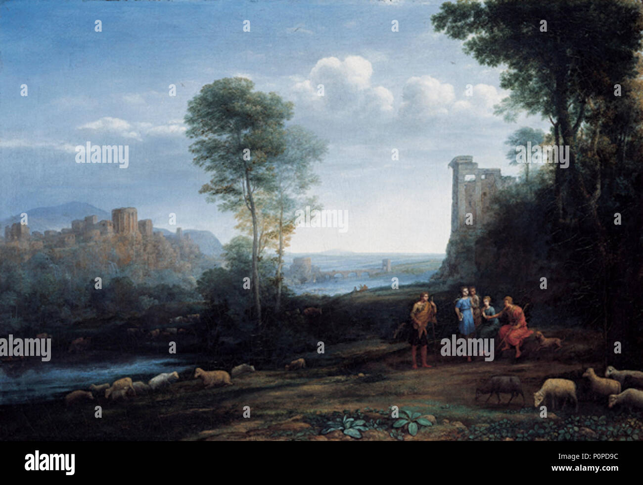 Pastoral Landscape oil on canvas painting by Claude Lorrain Stock Photo ...