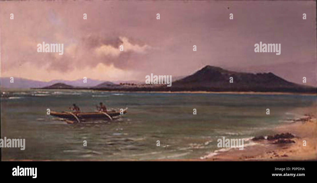 Punchbowl Crater from Waikiki by Joseph Strong 1885 Stock Photo - Alamy