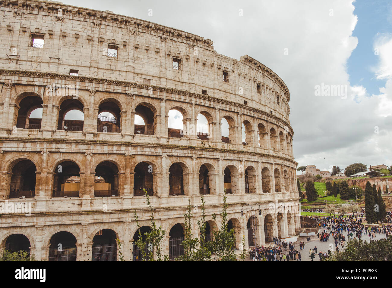 ROME, ITALY - 10 MARCH 2018: ancient Colosseum ruins with crowded ...