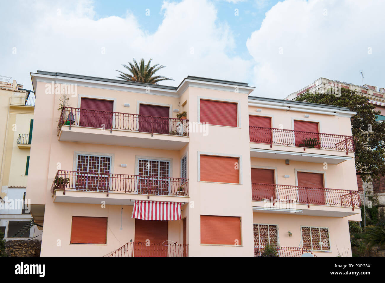 european building with shuttered windows, Anzio, Italy Stock Photo - Alamy