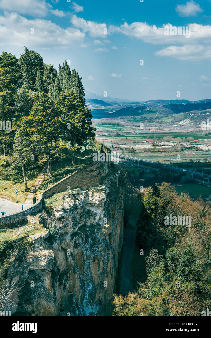 aerial view of cliff with trees near Orvieto, Rome suburb, Italy Stock ...