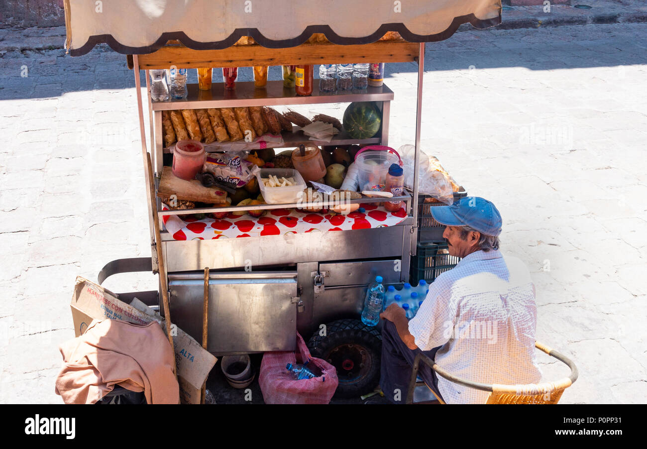 Vendor selling from a food cart in San Miguel de Allende, Mexico Stock ...