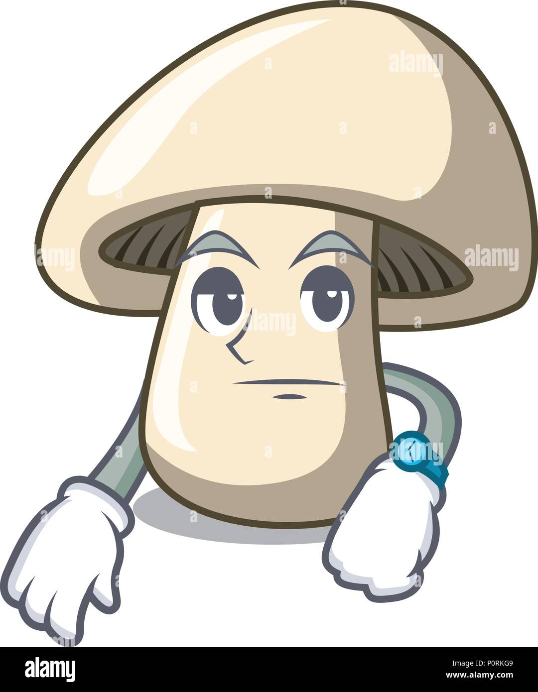 Waiting champignon mushroom mascot cartoon Stock Vector Image & Art - Alamy
