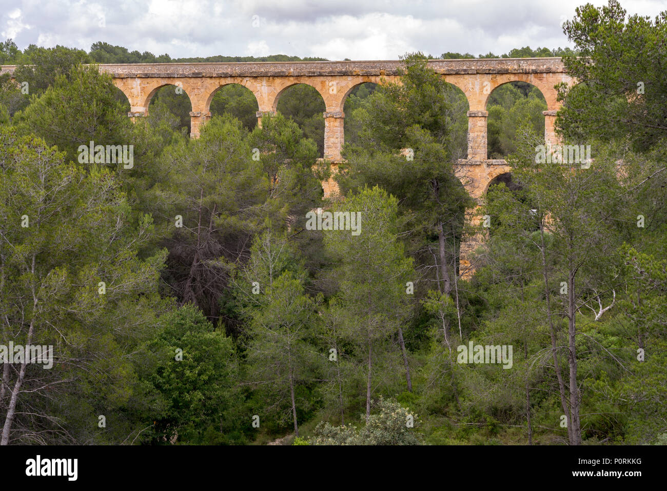 The beautiful and historic remains of the Roman Aqueduct named Pont del ...