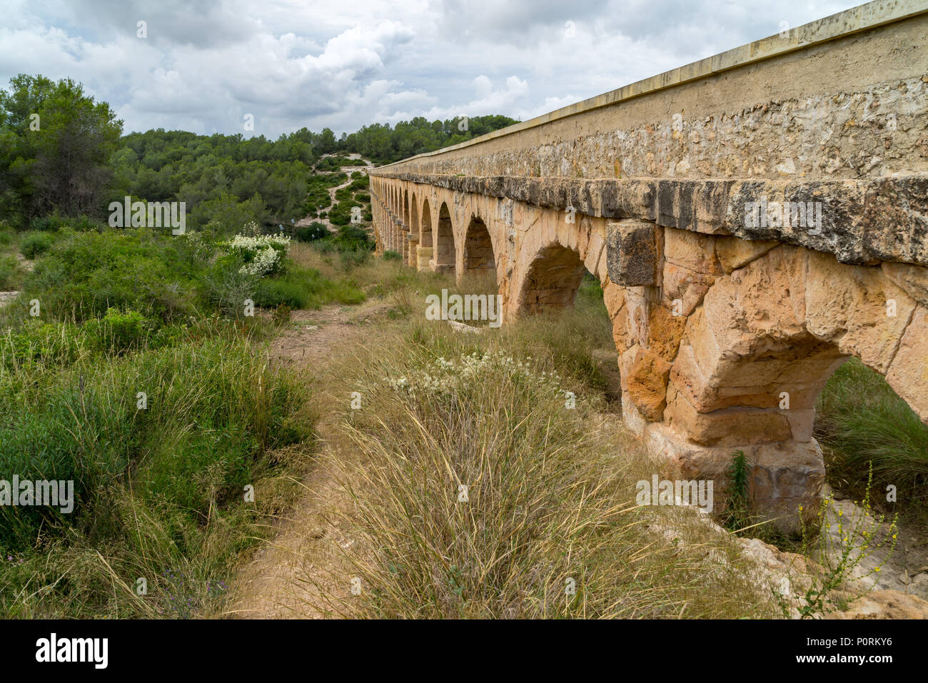 The beautiful and historic remains of the Roman Aqueduct named Pont del ...