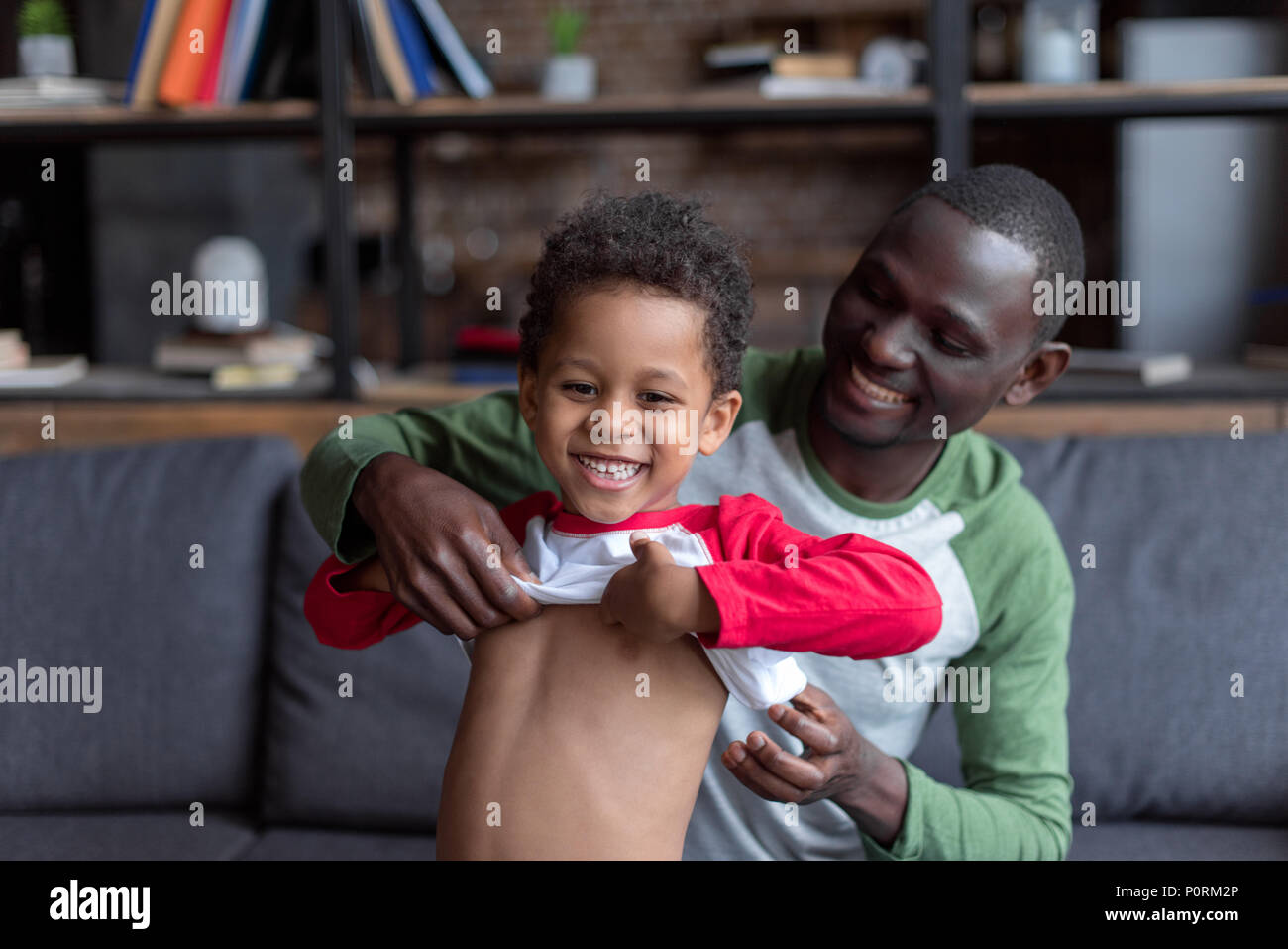African father kid wearing hi-res stock photography and images - Alamy