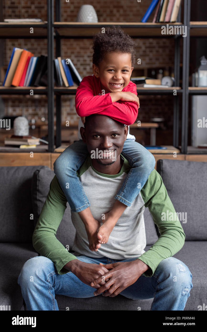 african american father and son spending time together at home Stock ...