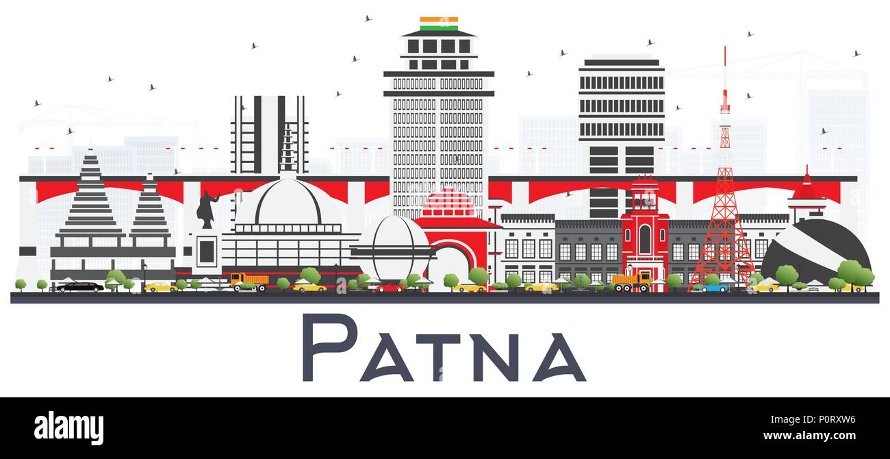 Patna India City Skyline with Gray Buildings Isolated on White. Vector ...