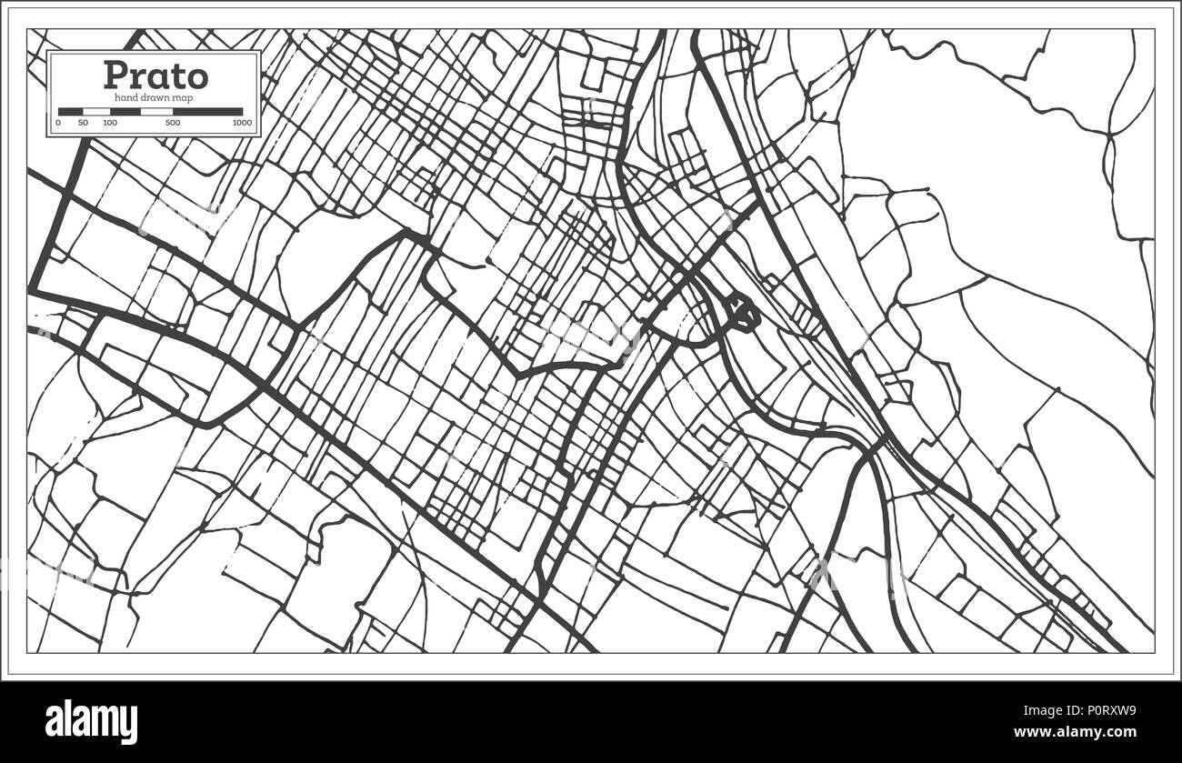 Prato Italy City Map in Retro Style. Outline Map. Vector Illustration ...