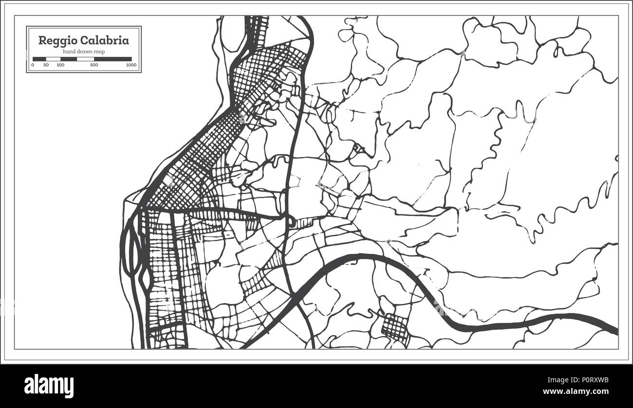 Reggio Calabria Italy City Map in Retro Style. Outline Map. Vector ...