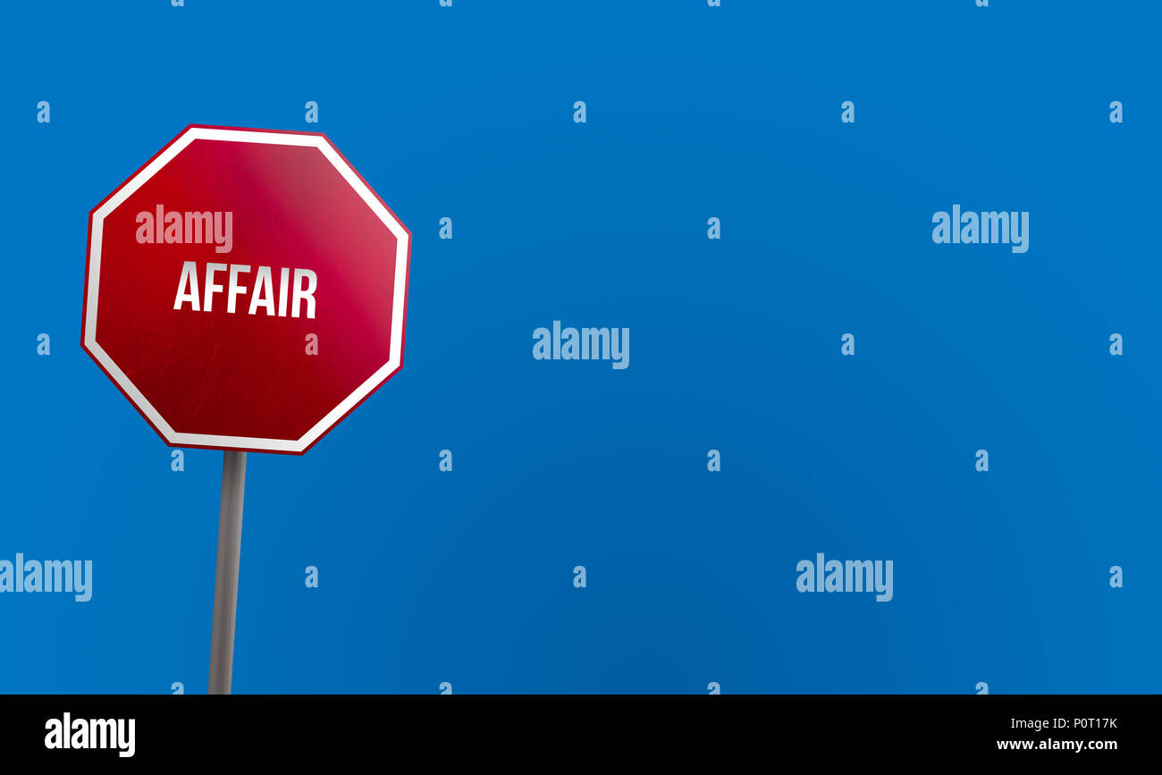 affair - red sign with blue sky Stock Photo - Alamy