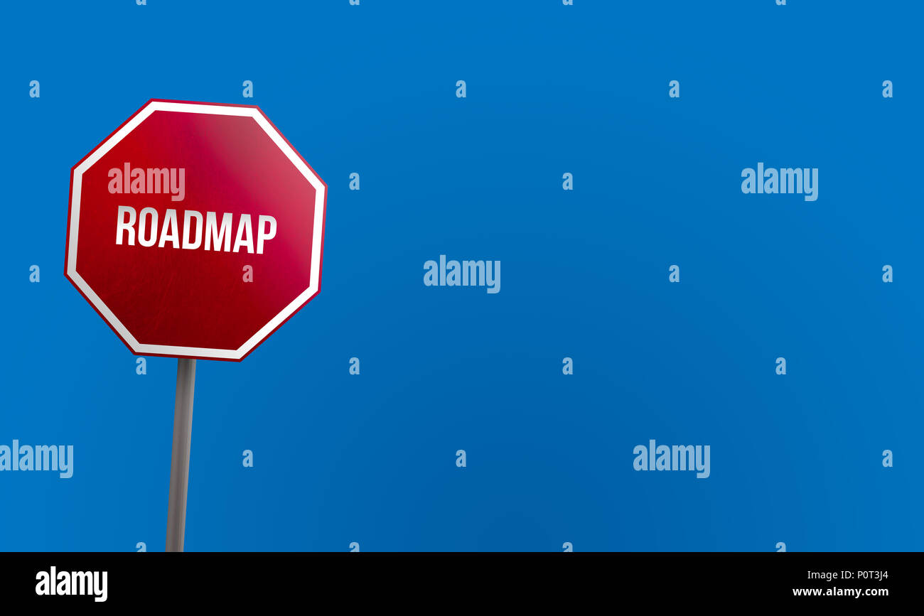 Roadmap - red sign with blue sky Stock Photo - Alamy