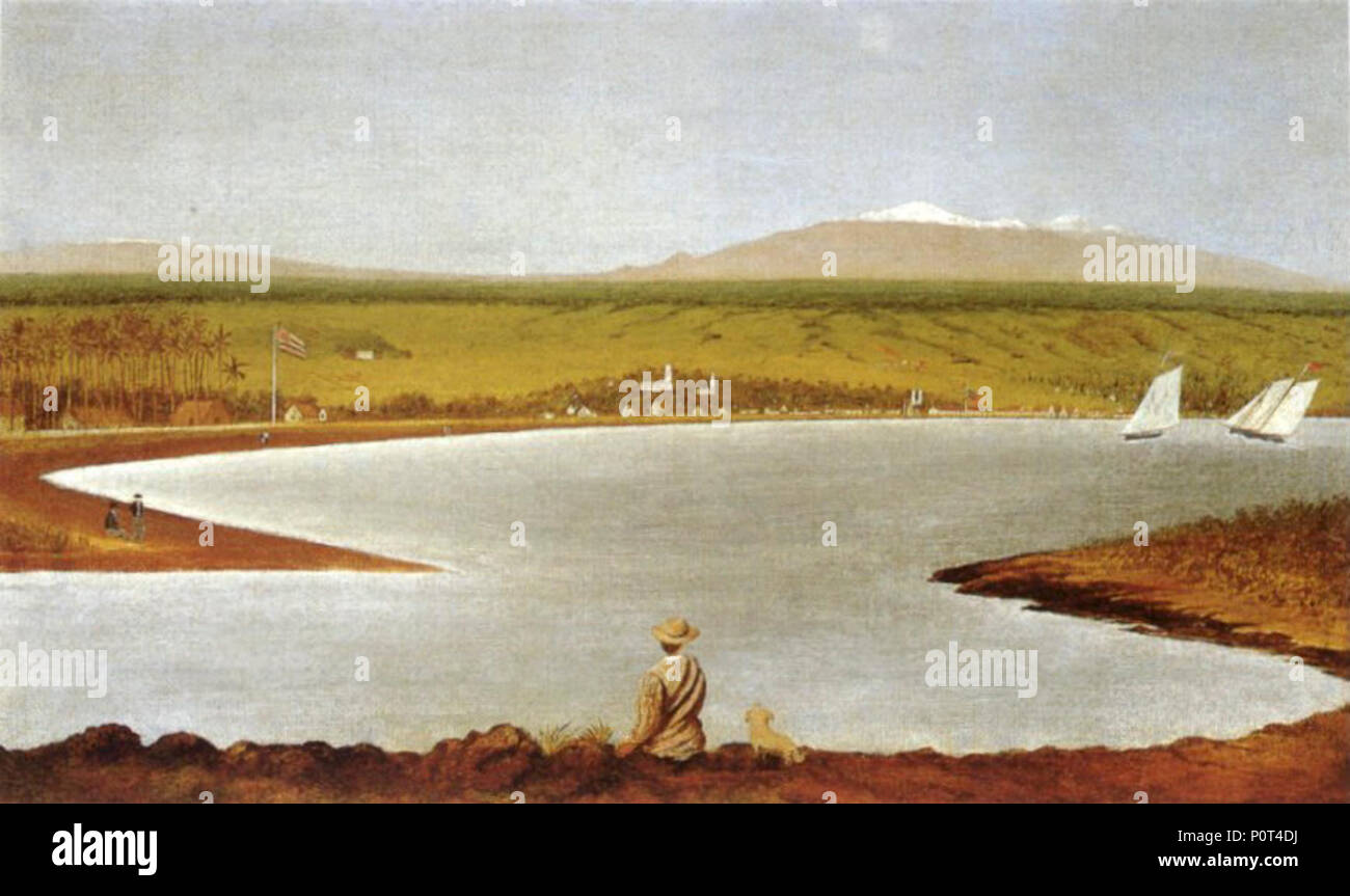 'Hilo Bay', oil painting by Joseph Nawahi, circa 1868, Mission Houses ...