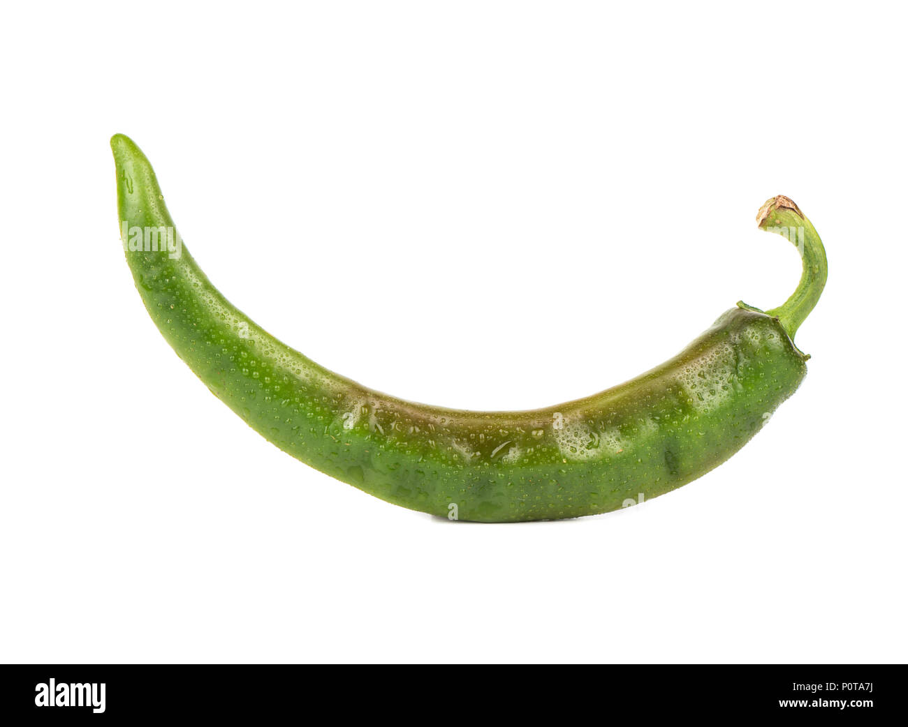 Twisted green chilli with drops isolated on white background Stock ...