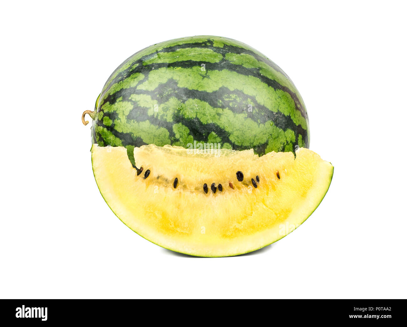 Yellow watermelon with slice isolated on white background Stock Photo ...