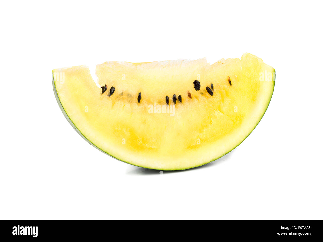 Delicious slice of yellow watermelon on a white background Stock Photo ...