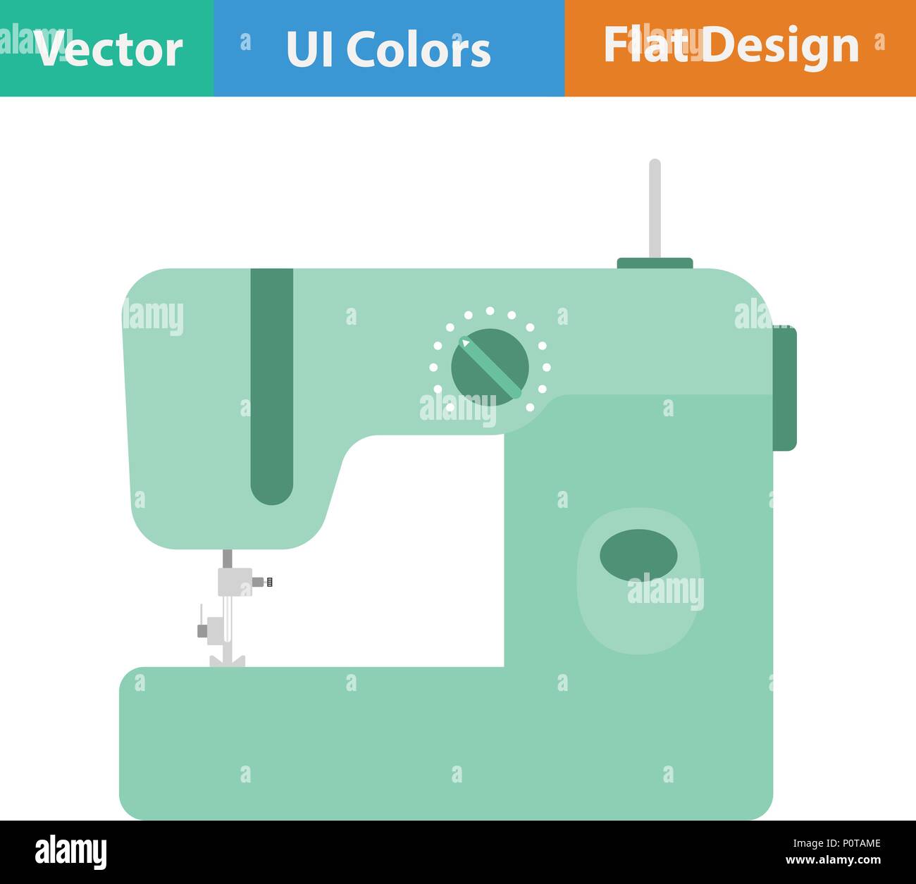 Modern sewing machine icon. Flat color design. Vector illustration ...