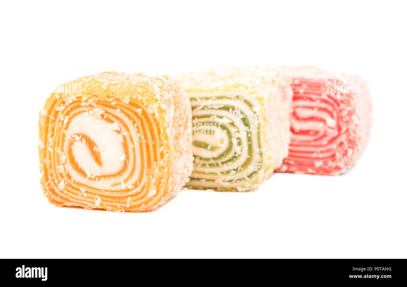 Three slices turkish delight isolated on white background Stock Photo ...