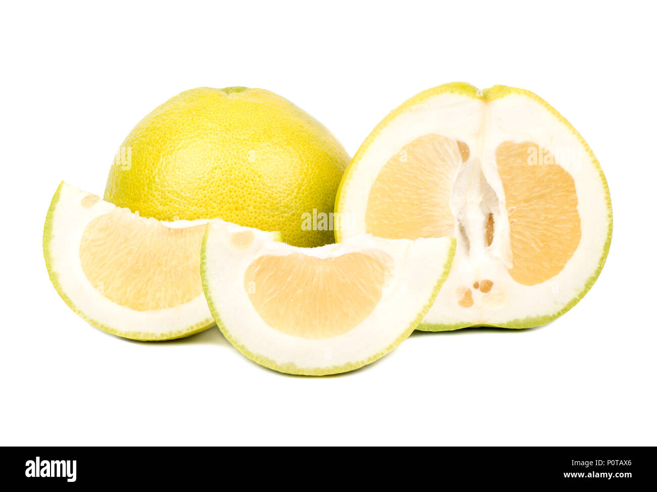 Fresh fruit Oroblanco with slice and half on a white background Stock ...