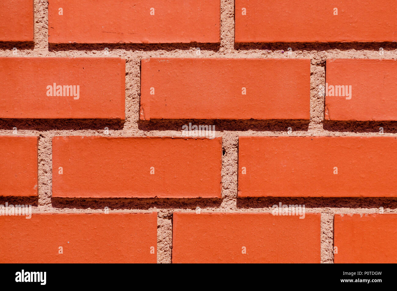 Red new brick wall pattern background. Front or top view Stock Photo ...