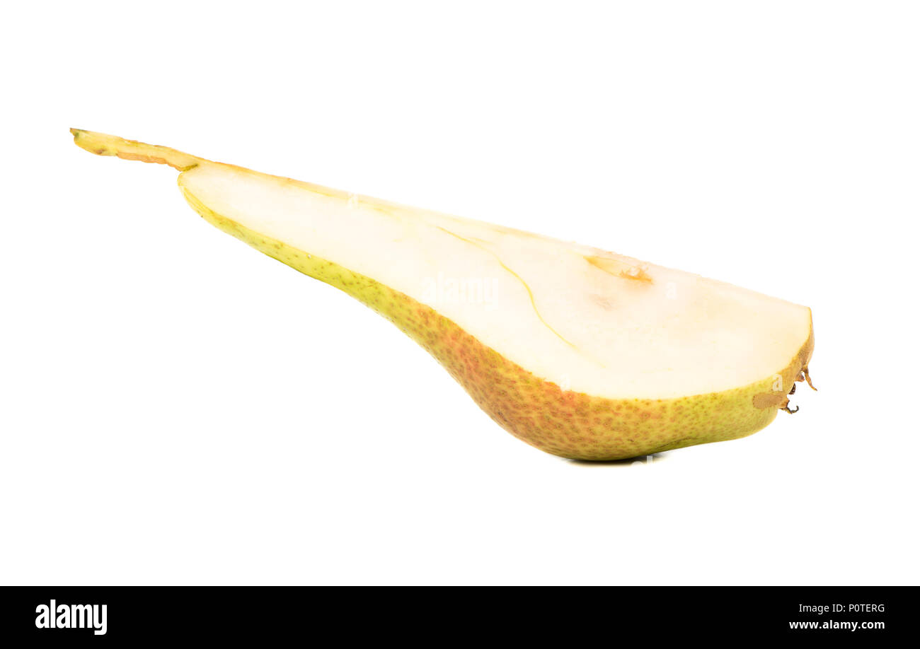 Juicy slice of fresh pear isolated on white background Stock Photo - Alamy