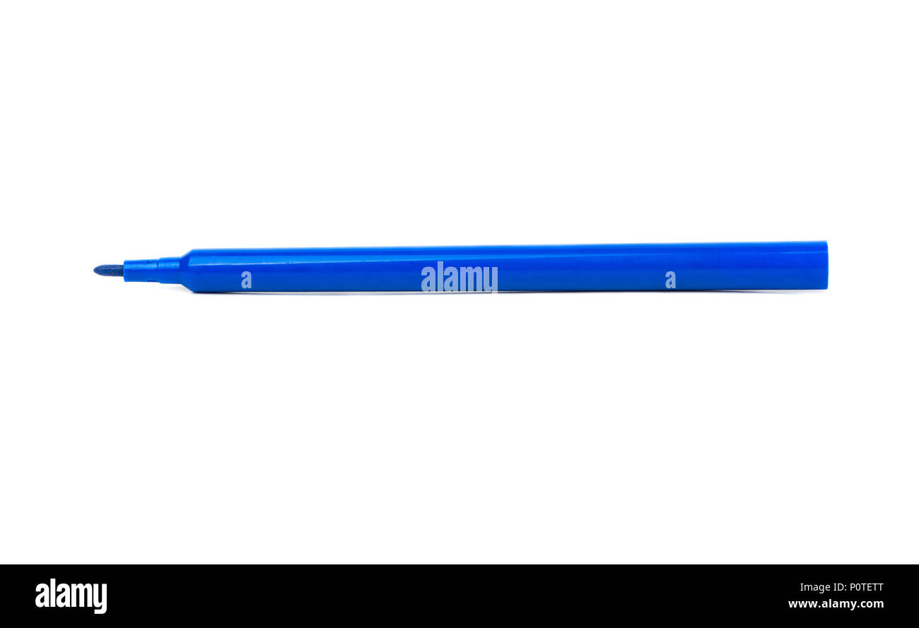 Open blue felt tip pen isolated on white background Stock Photo - Alamy