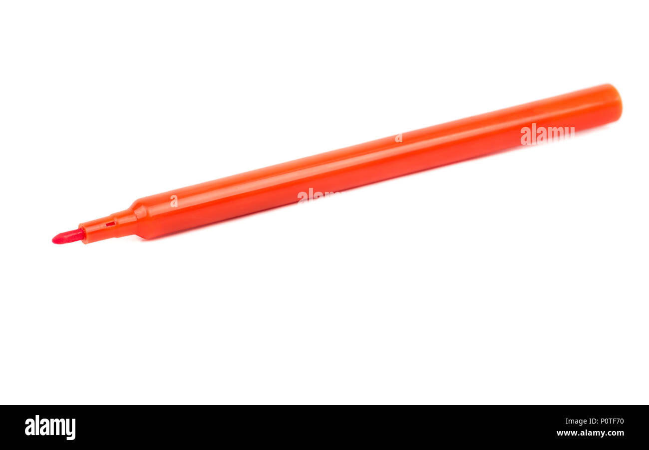 Open orange marker isolated on white background Stock Photo - Alamy