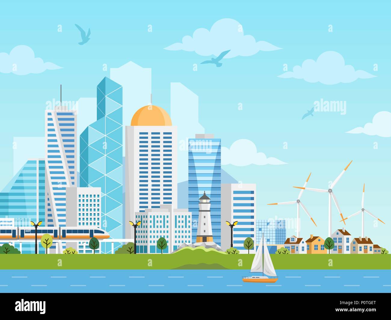 Downtown suburb flat city Stock Vector Images - Alamy