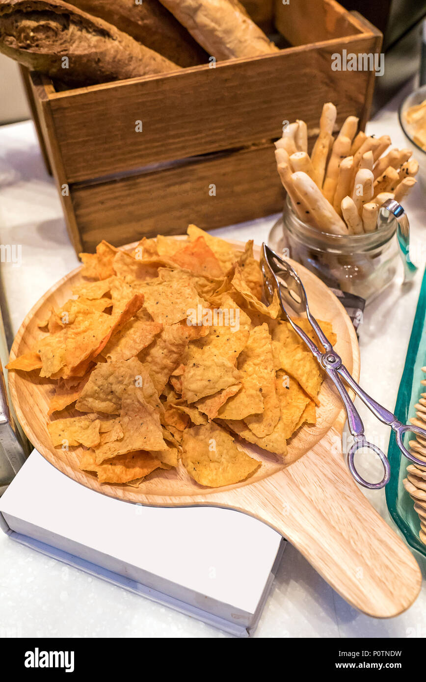 Bread bar station in buffet line Stock Photo - Alamy