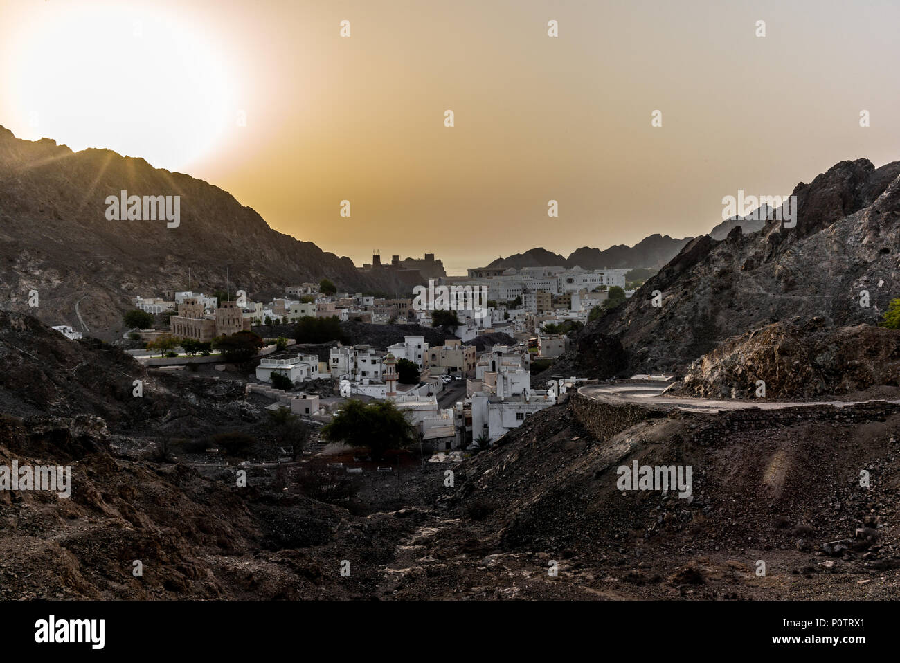 Sunrise in summer on the old town of Muscat in Oman - 1 Stock Photo - Alamy
