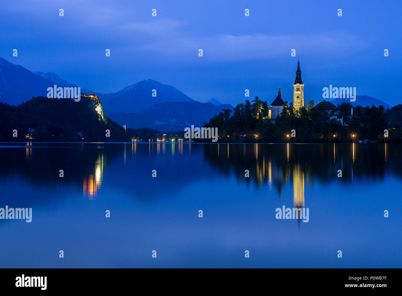 Lake Bled - blue hour Stock Photo - Alamy