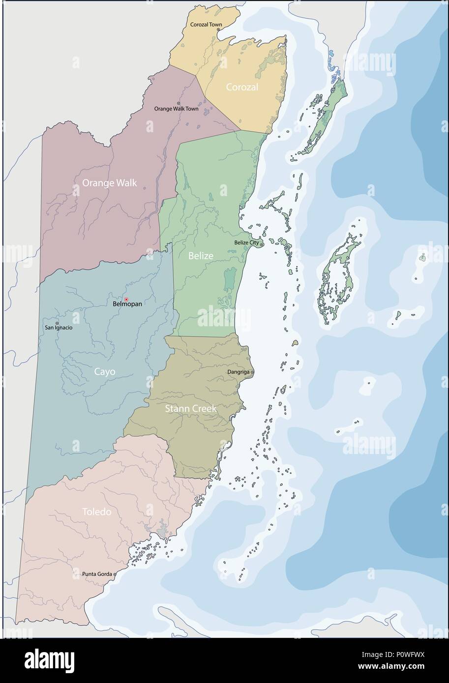 Map of Belize Stock Vector Image & Art - Alamy