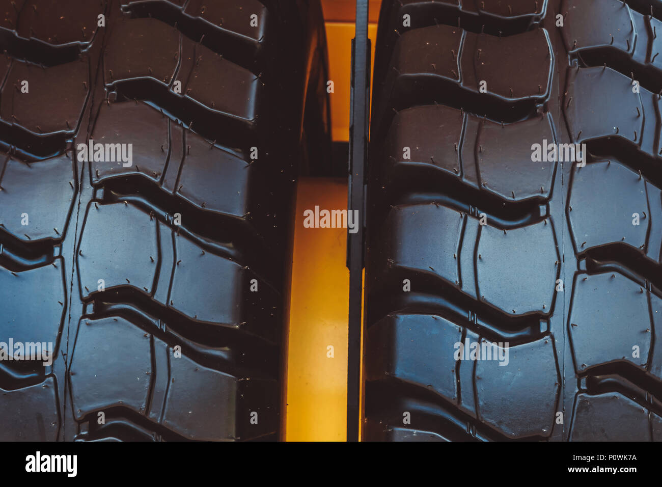 Cargo tires are new at the mining exhibition Stock Photo - Alamy