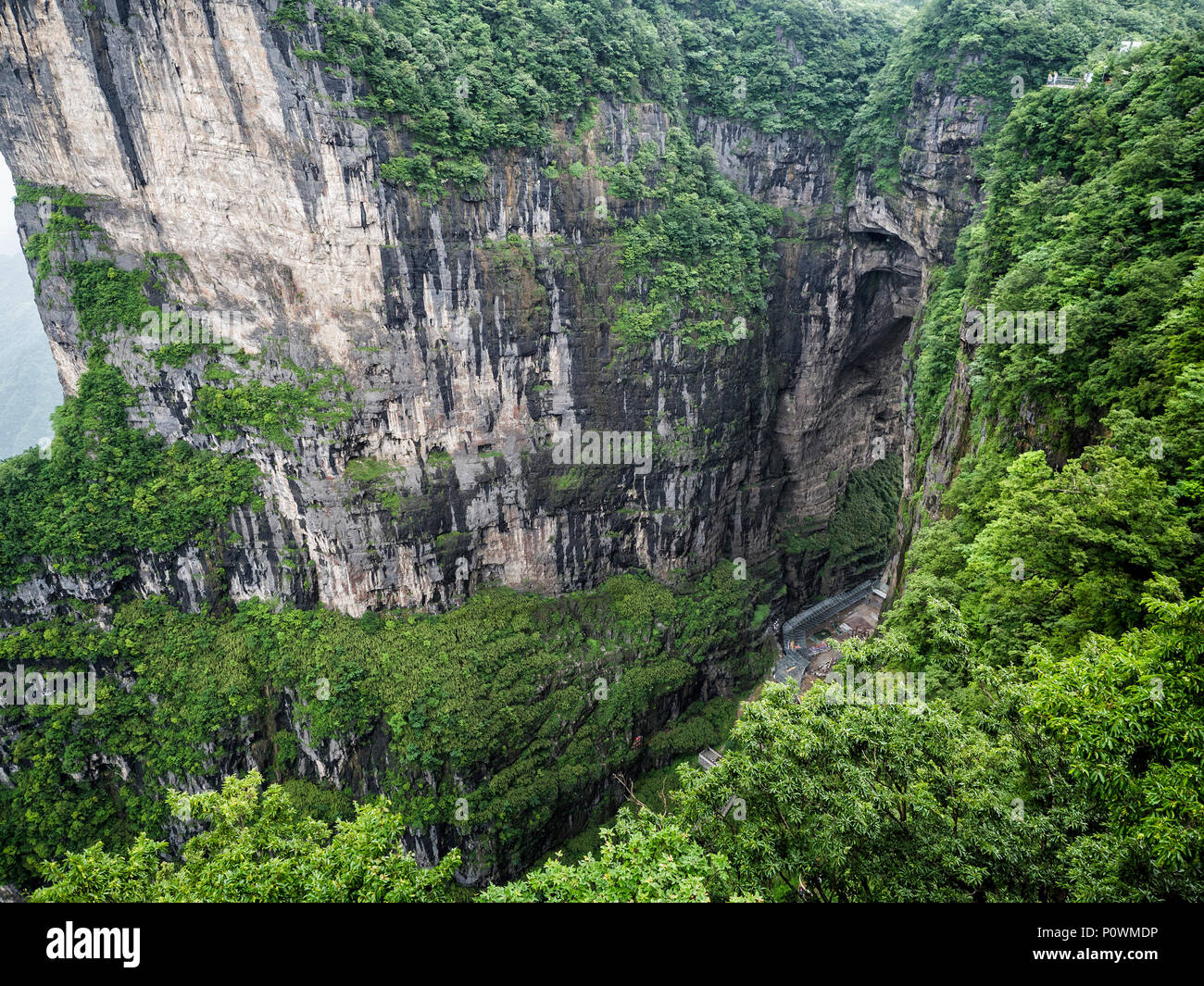 The Tianmen Mountain with a view of the cave Known as The Heaven's Gate ...