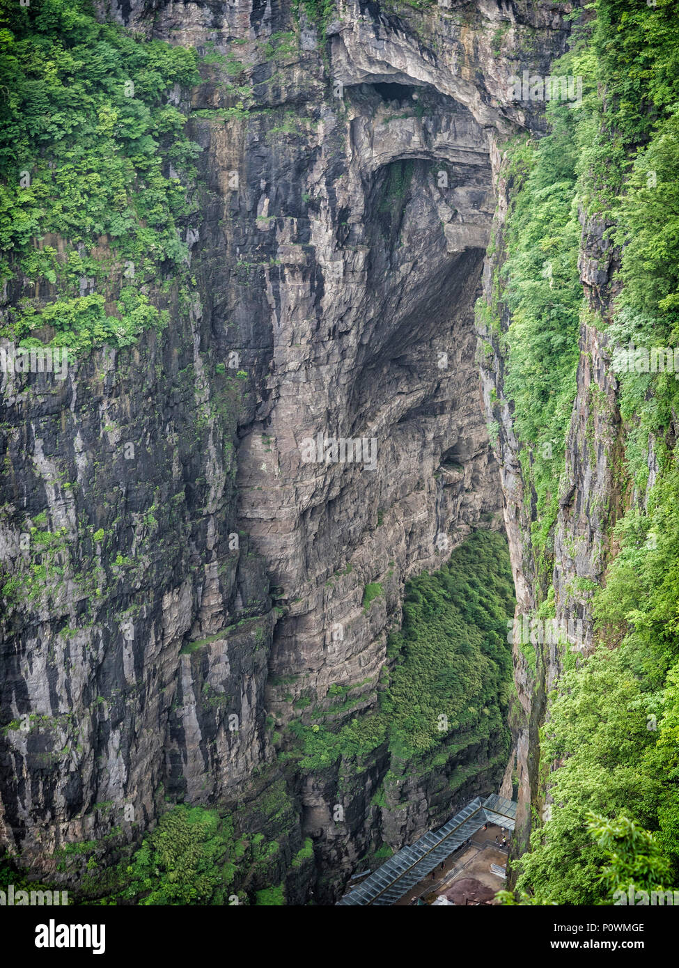 The Tianmen Mountain with a view of the cave Known as The Heaven's Gate ...