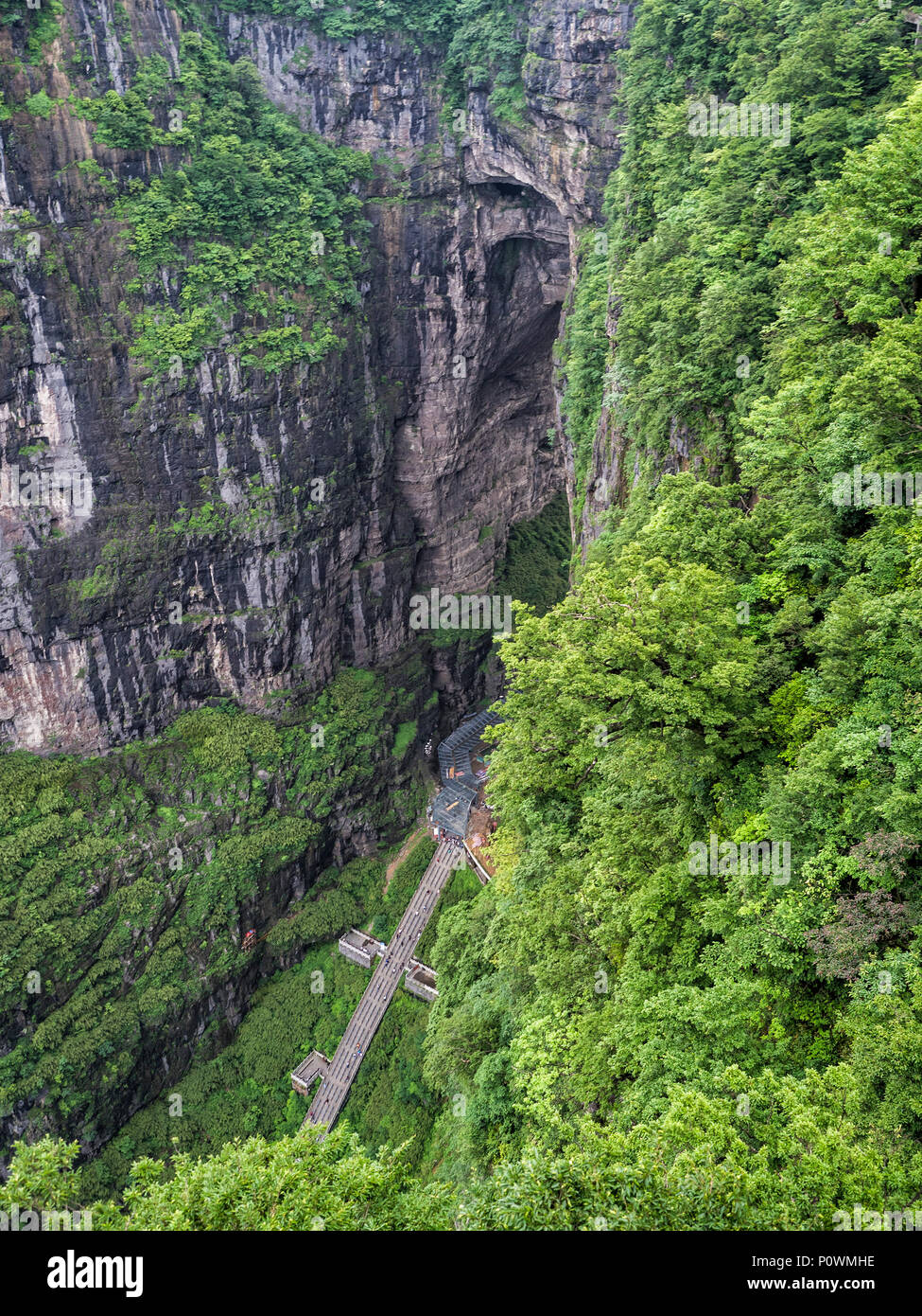 The Tianmen Mountain with a view of the cave Known as The Heaven's Gate ...
