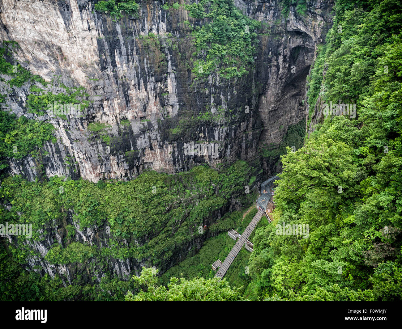 The Tianmen Mountain with a view of the cave Known as The Heaven's Gate ...