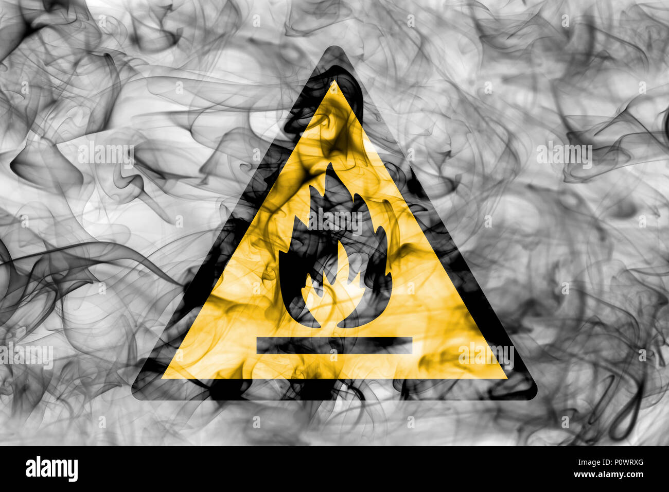 Combustible and flammable materials hazard warning smoke sign ...