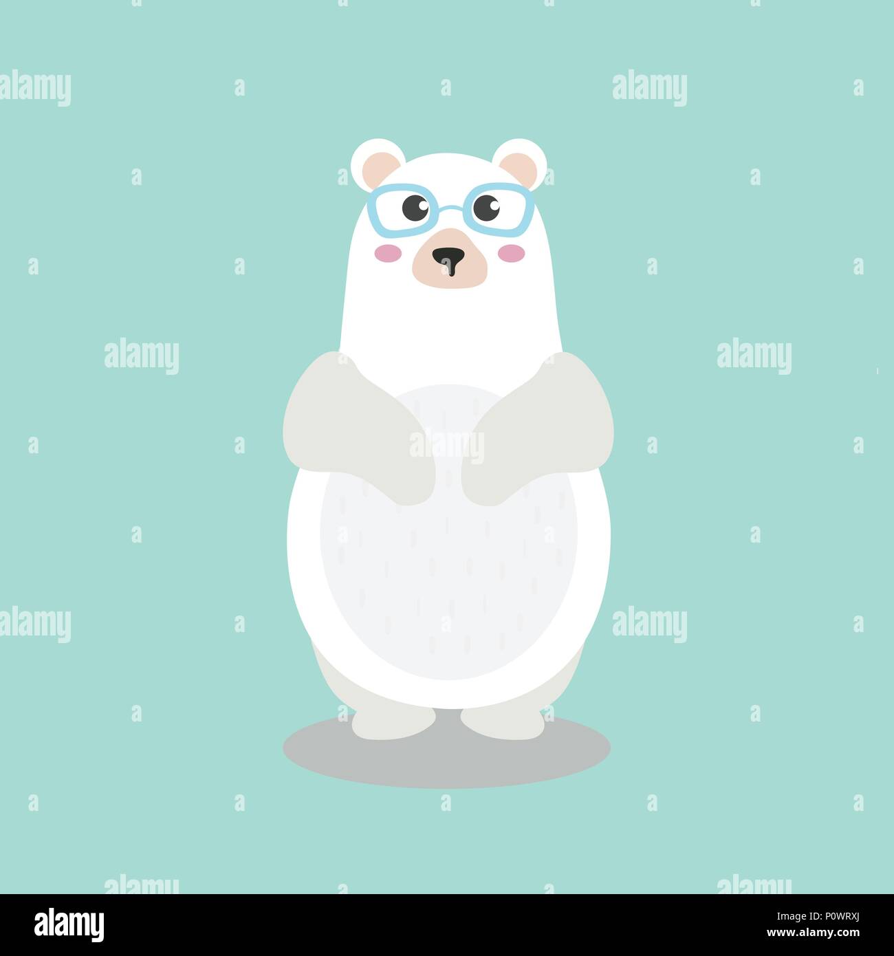 A Cute Polar bear character with funny nerd glasses isolated on sky ...