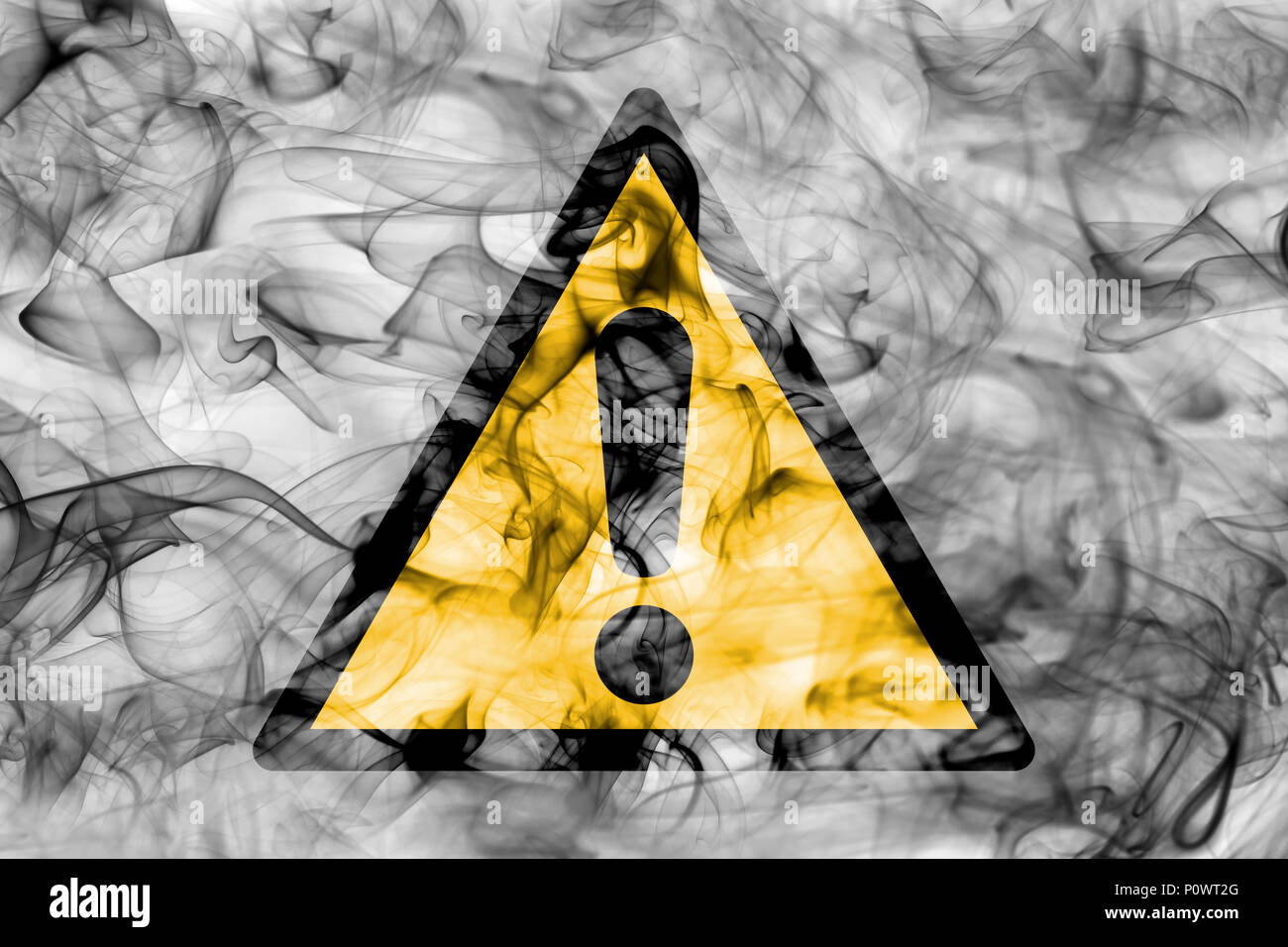Generic hazard warning smoke sign. Triangular warning hazard sign ...