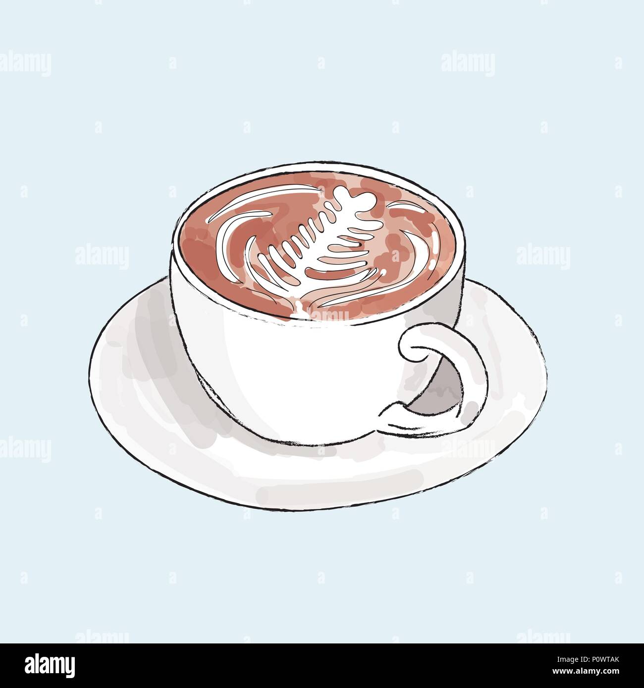 Hand drawn coffee vector illustration isolated on pastel background ...