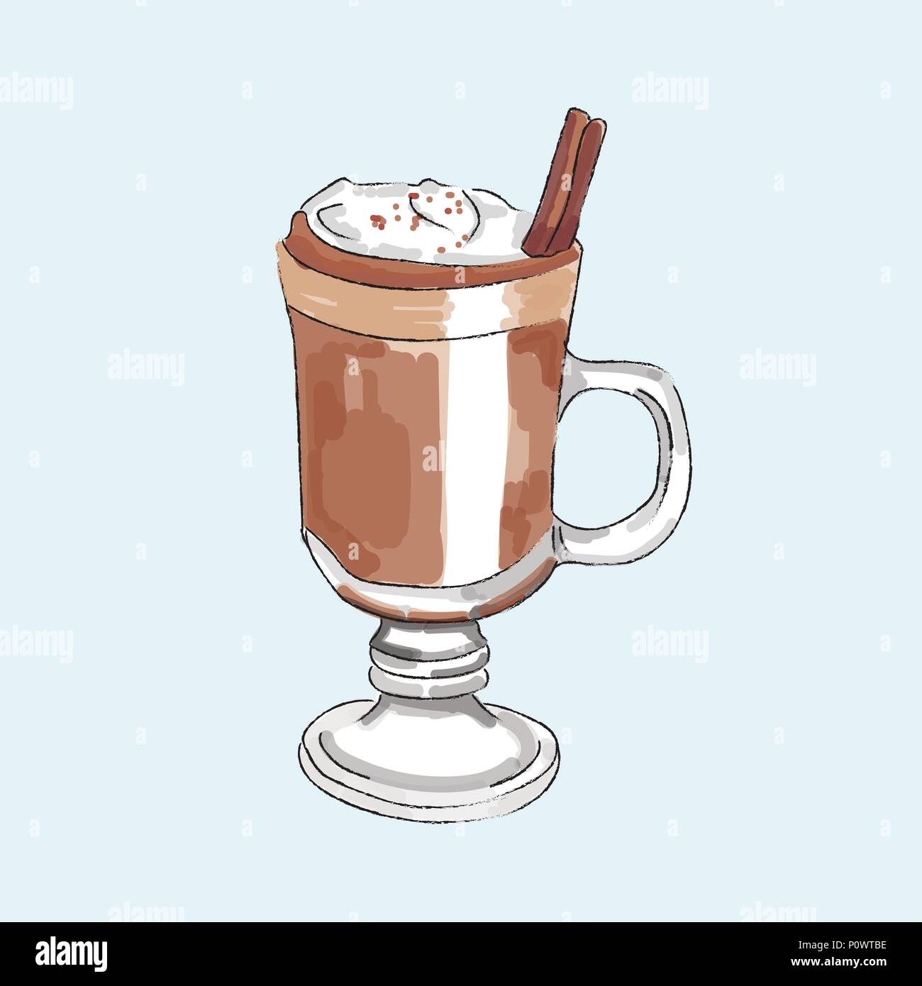 Hand drawn coffee vector illustration isolated on pastel background ...