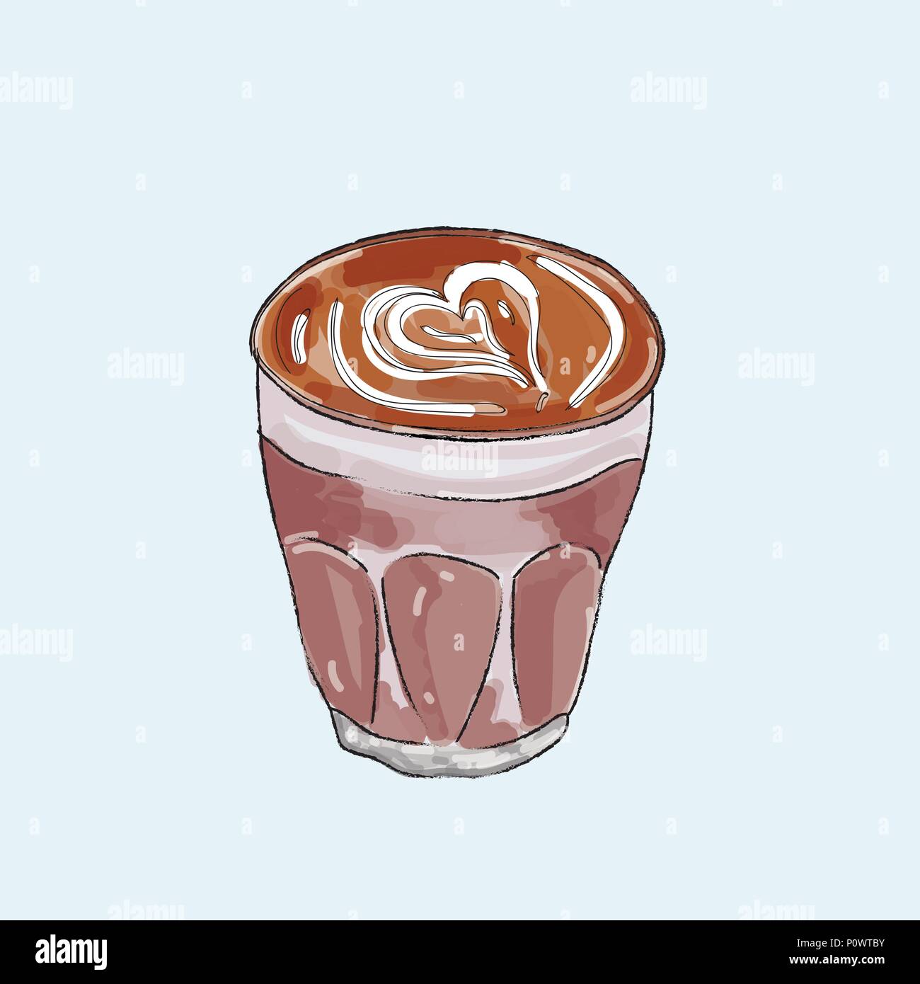 Hand drawn coffee vector illustration isolated on pastel background ...
