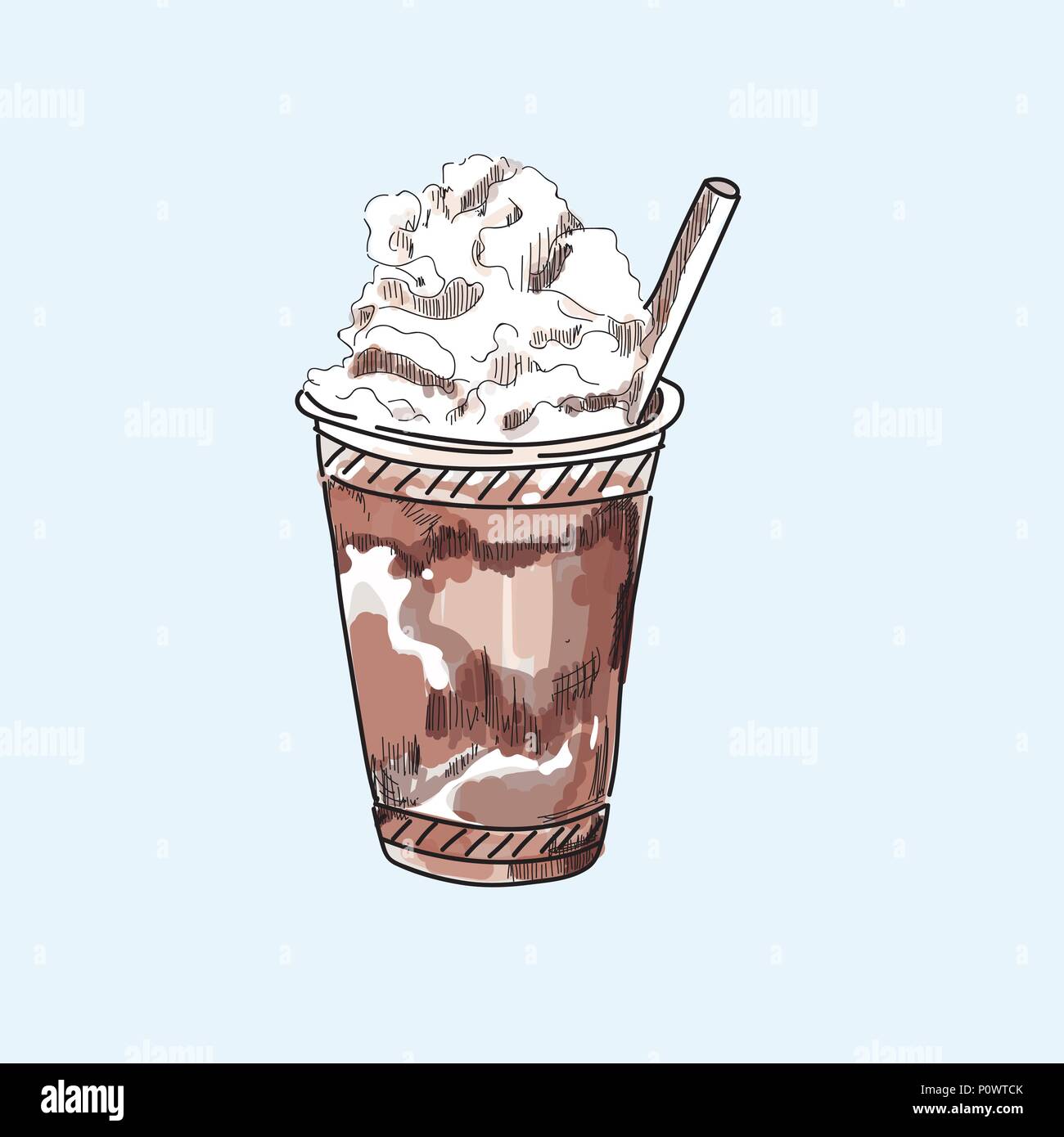 Hand drawn coffee vector illustration isolated on pastel background ...